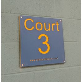 Sports hall court number signs