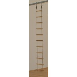 Rope ladder for wall hinged rope frames