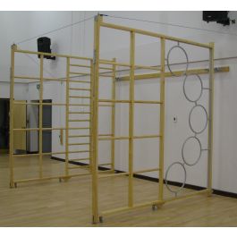 Wall hinged timber climbing frames
