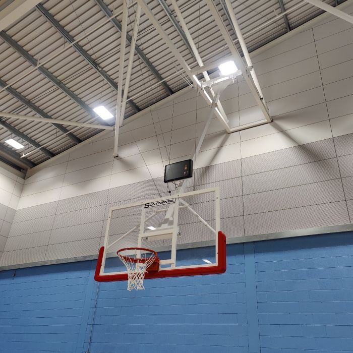 Retractable Basketball Goals Ceiling Mount The Draper Electric Side