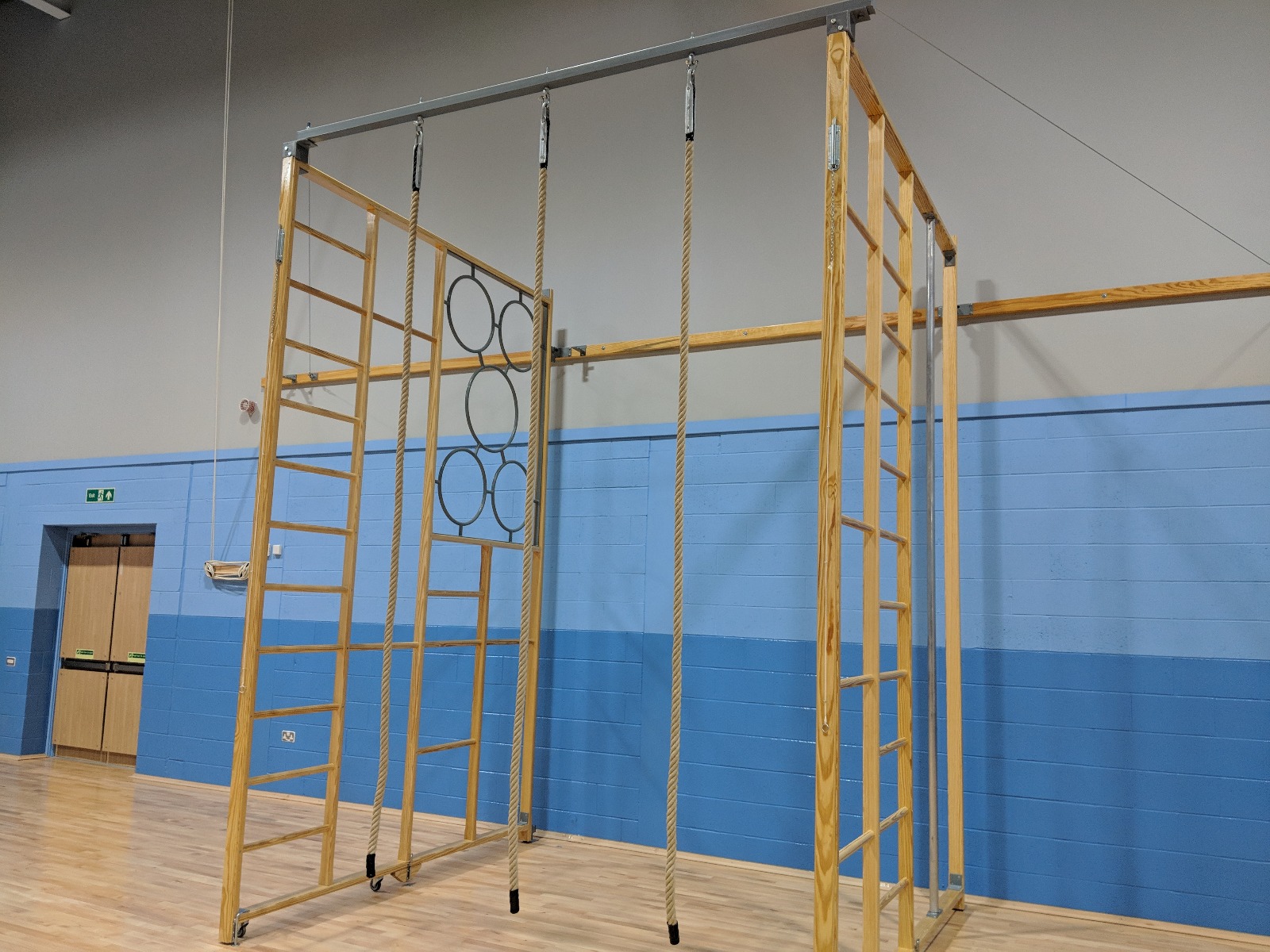 Wall hinged timber climbing frames