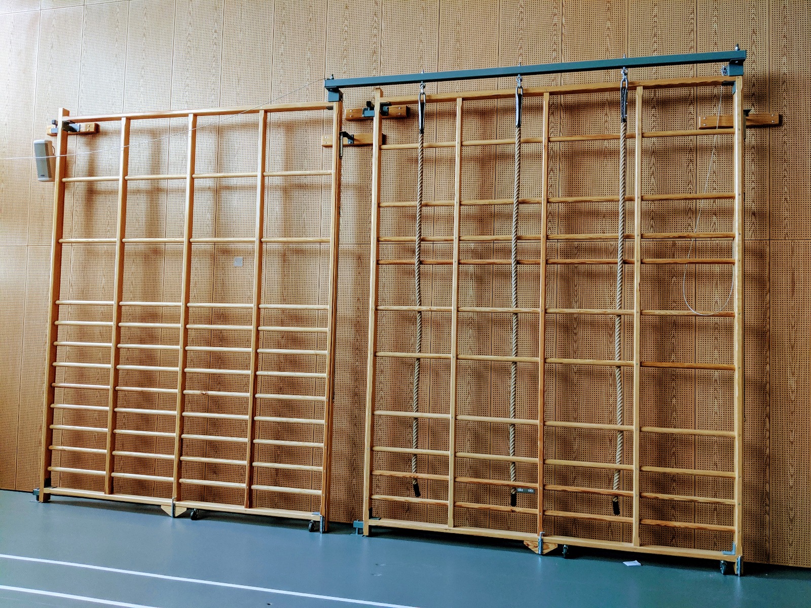 Wall hinged timber climbing frames